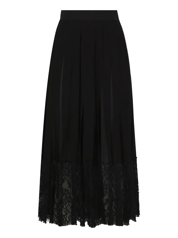 Dolce & Gabbana Crêpe De Chine Underskirt With Lace Edging - Black