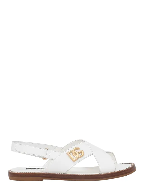 Dolce & Gabbana Calfskin Sandals With Dg Logo - White