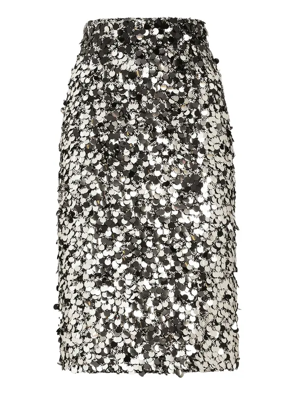 Dolce & Gabbana Sequined Midi Skirt - Silver