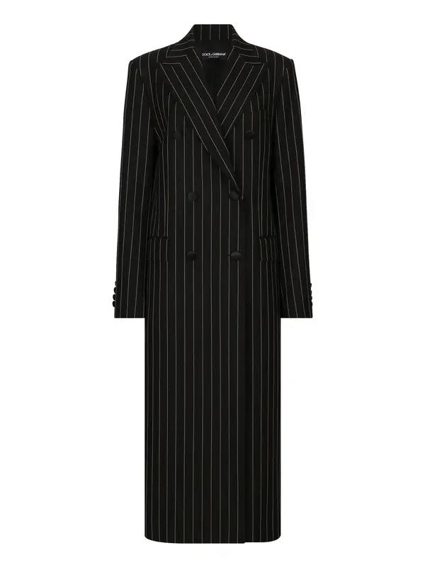 Dolce & Gabbana Pinstripe Woolen Coat - Multicolor
