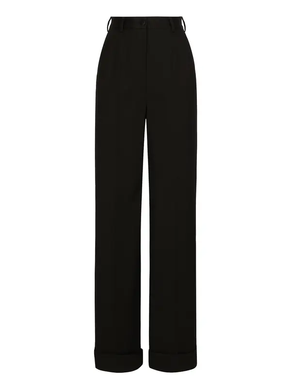 Dolce & Gabbana Flared Wool Gabardine Pants - Black