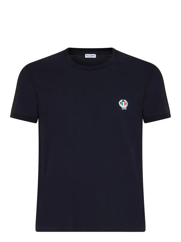 Dolce & Gabbana Round-neck Stretch Cotton T-shirt - Blue