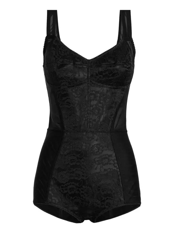 Dolce & Gabbana Lace And Jacquard Corset Bodysuit - Black