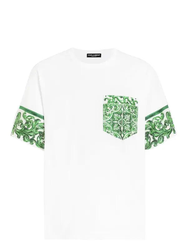 Dolce & Gabbana Cotton T-shirt With Majolica-print Breast Pocket - White