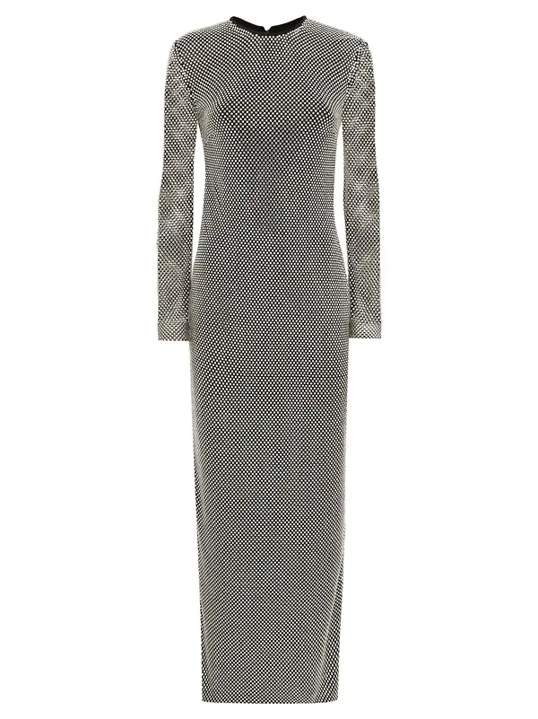 Dolce & Gabbana Long Crystal Mesh Dress - Silver
