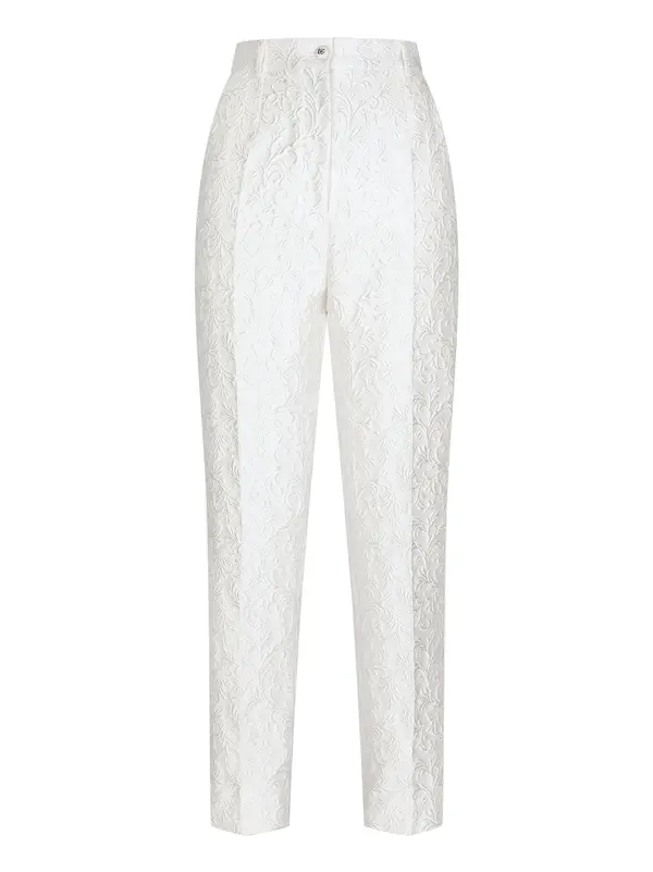Dolce & Gabbana High-waisted Brocade Pants - White
