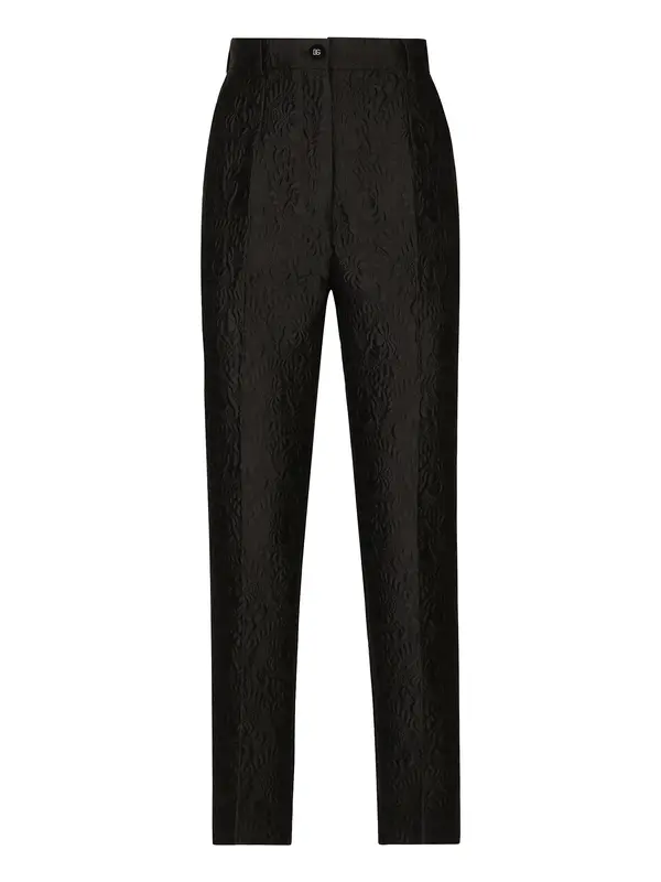 Dolce & Gabbana Tailored Floral Jacquard Pants - Black