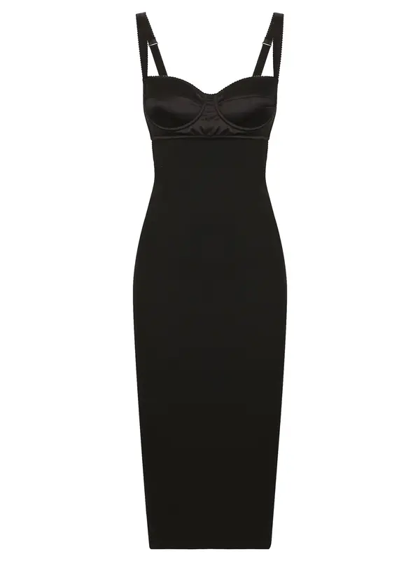 Dolce & Gabbana Jersey Midi Dress With Corset-style Bra Top - Black