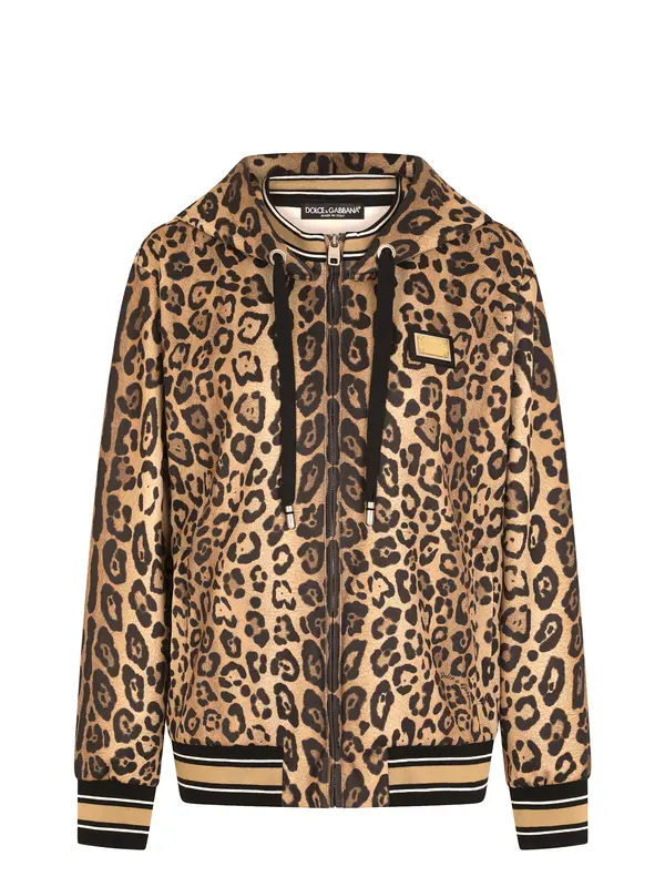 Dolce & Gabbana Leopard Print Zip-up Hoodie - Multicolor