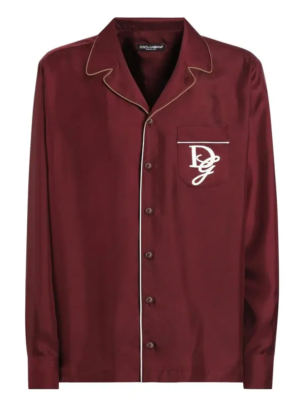 Dolce & Gabbana Silk Vanity Shirt With Logo Embroidery - Bordeaux