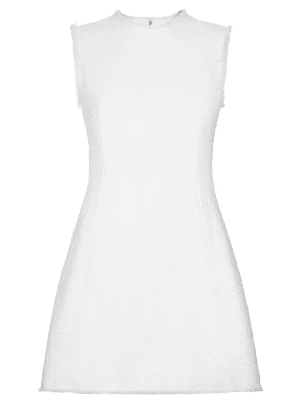 Dolce & Gabbana Cotton Raschel Tweed Mini Dress - White