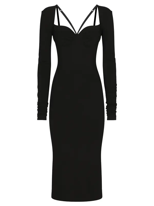 Dolce & Gabbana Jersey Milano Rib Calf-length Dress - Black