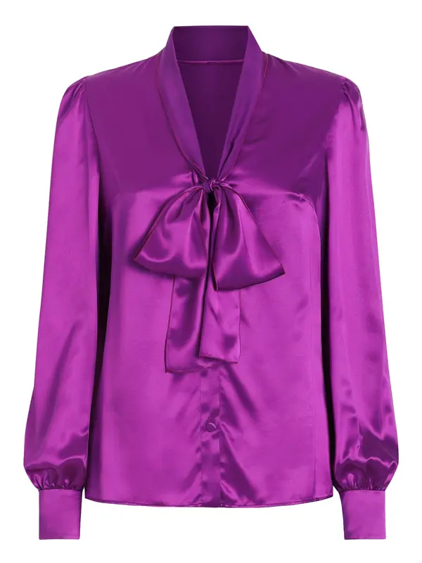 Dolce & Gabbana Silk Satin Pussy-bow Shirt - Multicolor