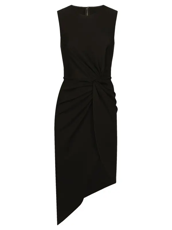 Dolce & Gabbana Calf-length Jersey Milano Rib Dress With Draping - Black