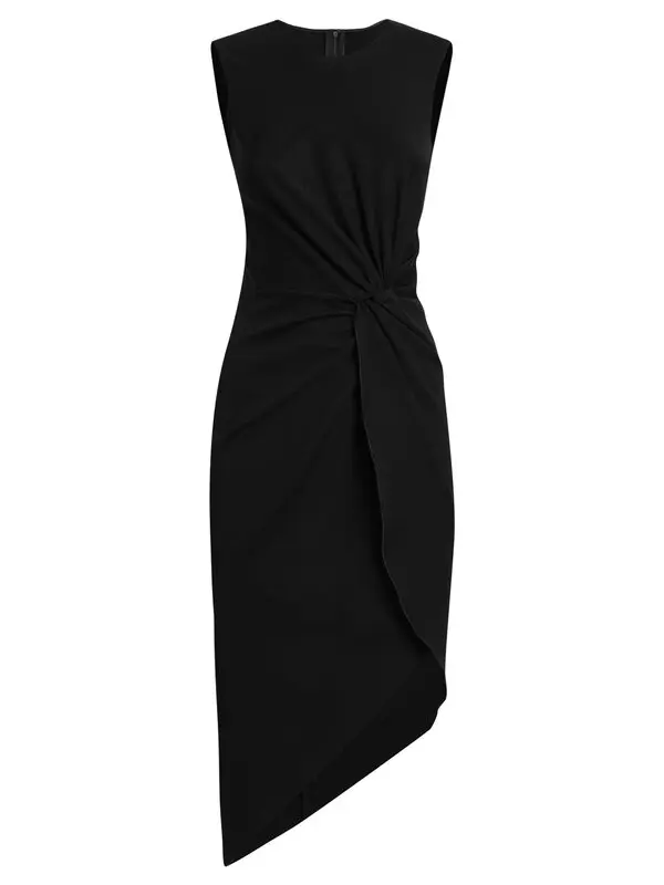 Dolce & Gabbana Calf-length Jersey Milano Rib Dress With Draping - Black