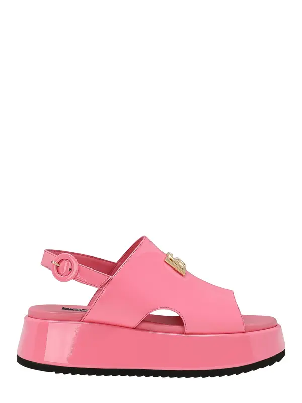 Dolce & Gabbana Patent Leather Wedge Sandals - Pink