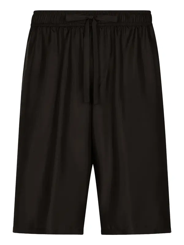 Dolce & Gabbana Embroidered Silk Jogging Shorts - Black