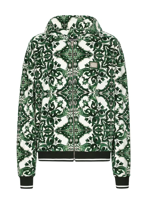 Dolce & Gabbana Oversized Zip-up Hoodie With Majolica - Print