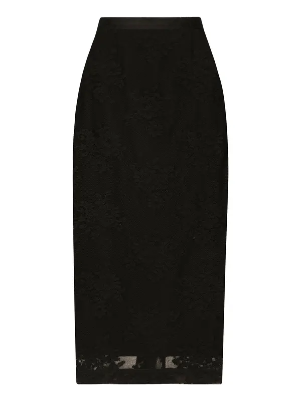 Dolce & Gabbana Chantilly Lace Pencil Skirt - Black