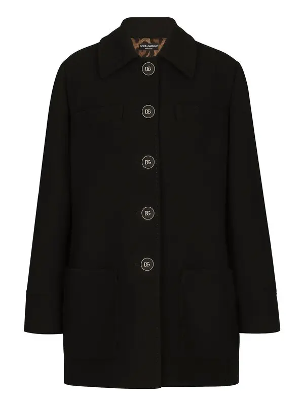 Dolce & Gabbana Double Crepe Pea Coat With Galalith Buttons - Black