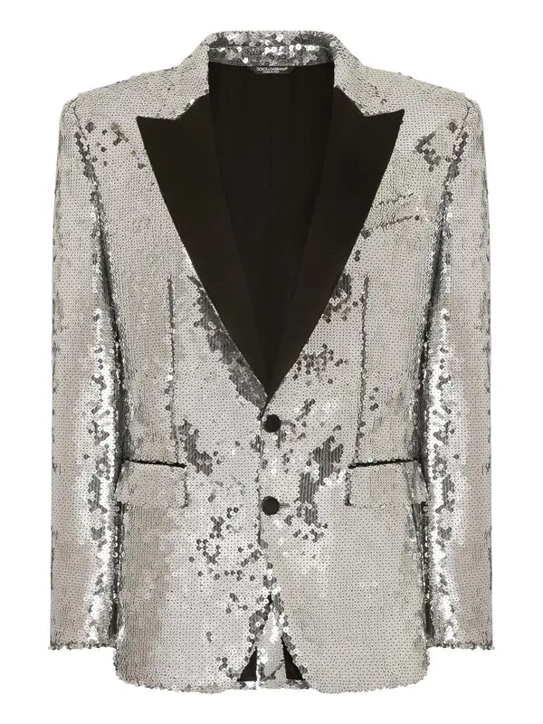 Dolce & Gabbana Sicilia Sequined Single-breasted Tuxedo Jacket - Plateado