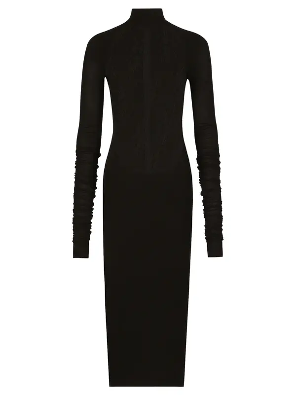 Dolce & Gabbana Jersey Calf-length Dress With Lace Insert - Black