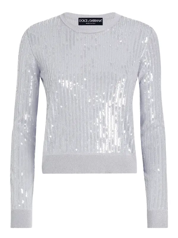 Dolce & Gabbana Sequin-embellished Crew-neck Sweater - Grey