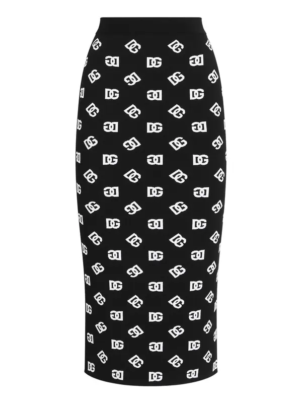 Dolce & Gabbana Viscose Pencil Skirt With Jacquard Dg Logo - Print