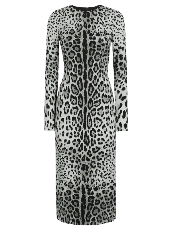 Dolce & Gabbana Leopard Charmeuse Sheath Dress - Print