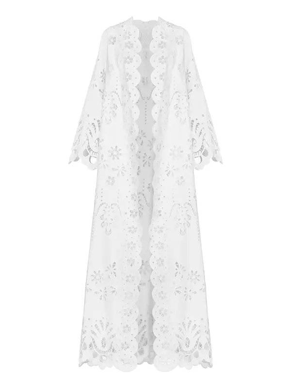 Dolce & Gabbana Cotton Robe Coat With Macramé Embroidery - White