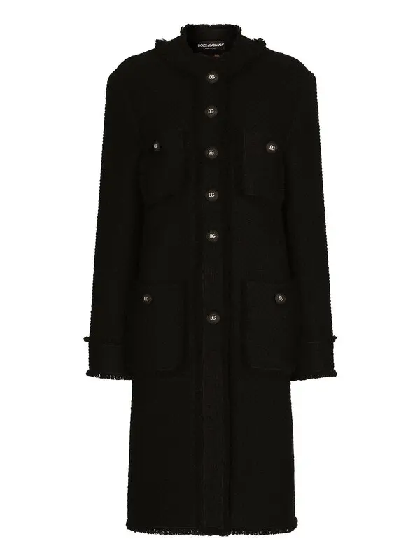 Dolce & Gabbana Single-breasted Tweed Coat - Black