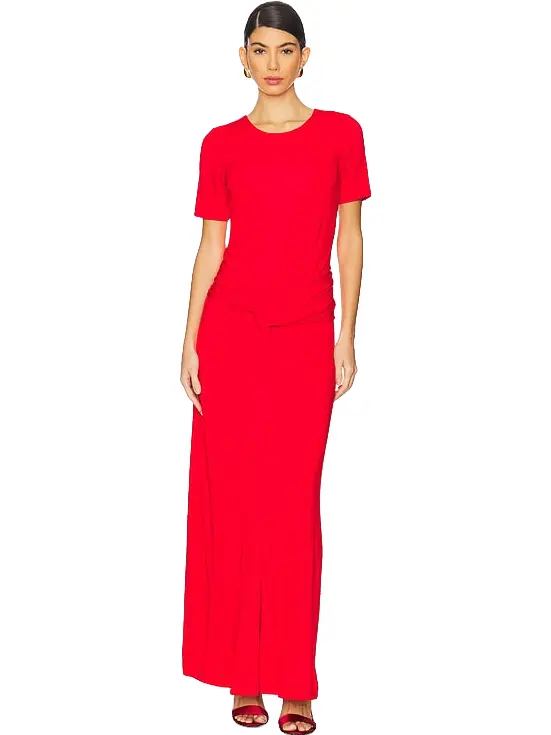 Simkhai Nalani Short Sleeve Gown - Fiery Red