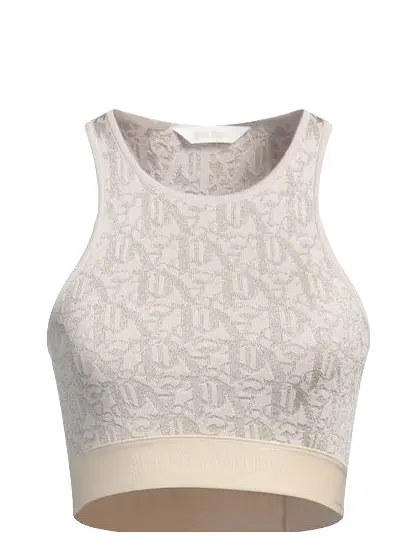Palm Angels Knitted Metallic Crop Top - Beige