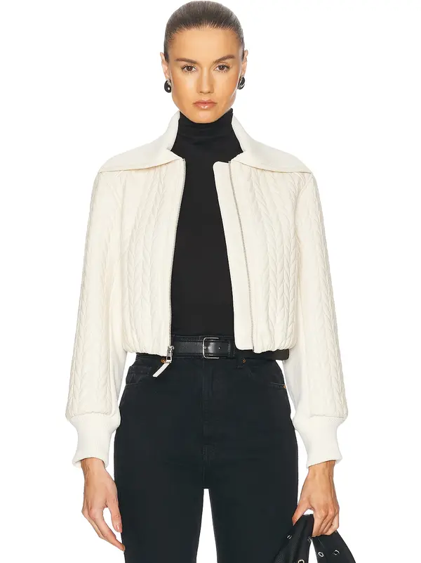 Simkhai Palmer Quilted Cropped Jacket - Coconut