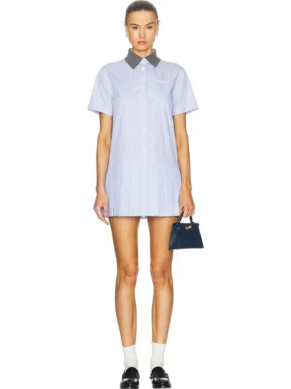 Miu Miu Mini Button Up Shirt Dress - Cielo & Bianco