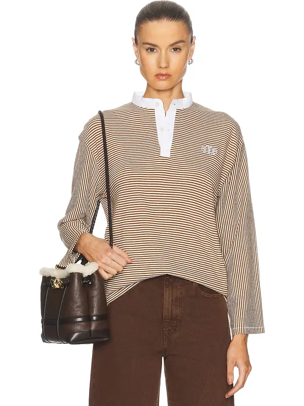 BODE Newton Stripe Polo - Brown Cream