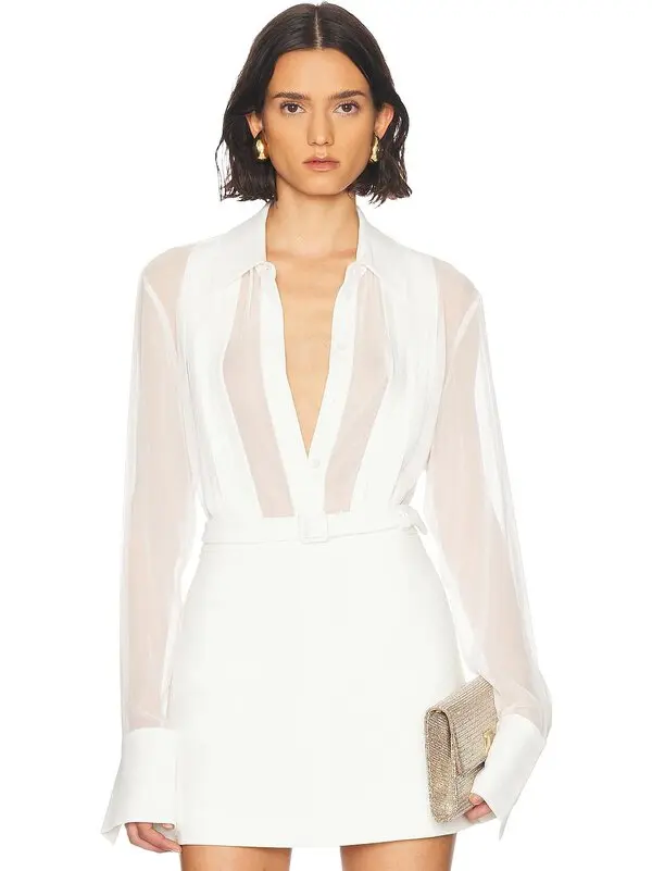 SANS FAFF Meghan Panelled Silk Blouse - White