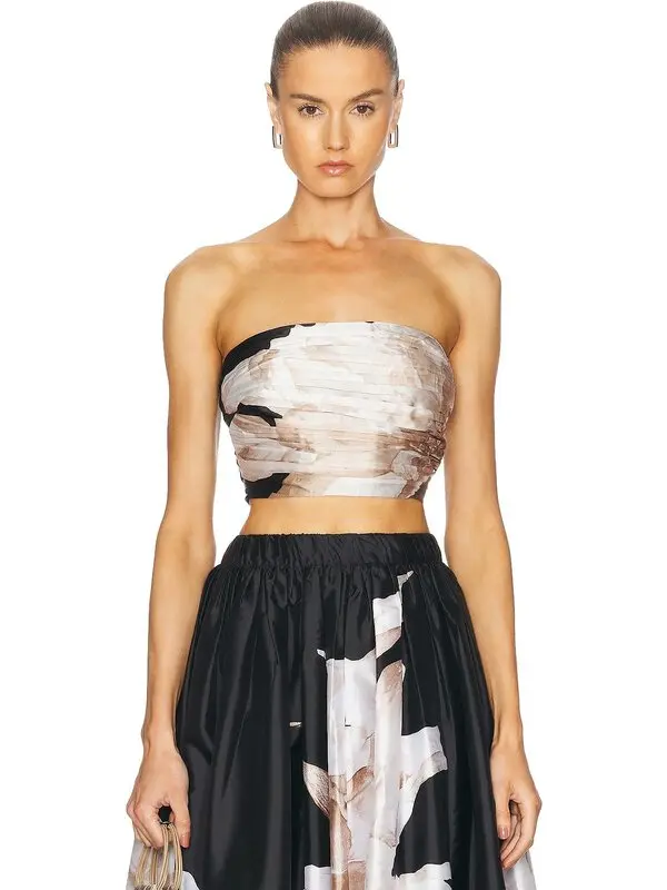 Hemant & Nandita Niru Ruched Bustier Top - Black Mix