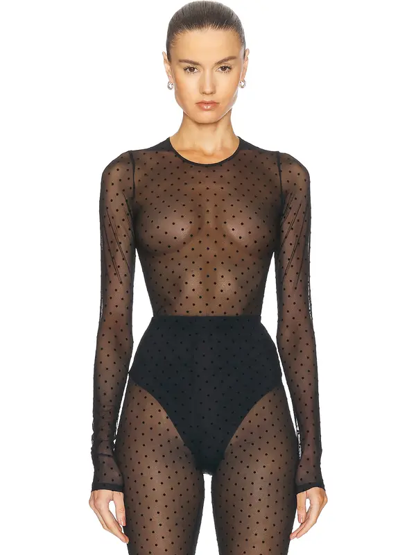 Wardrobe.NYC Polka Dot Bodysuit - Black