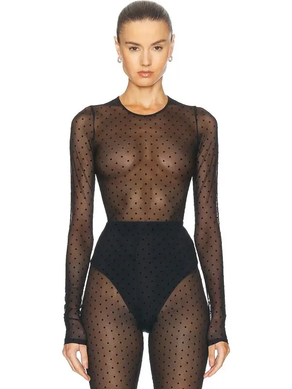 Wardrobe.NYC Polka Dot Bodysuit - Black