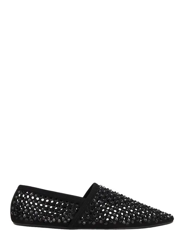 Saint Laurent Jacques Suede & Swarovski Loafers - Nero & Jet