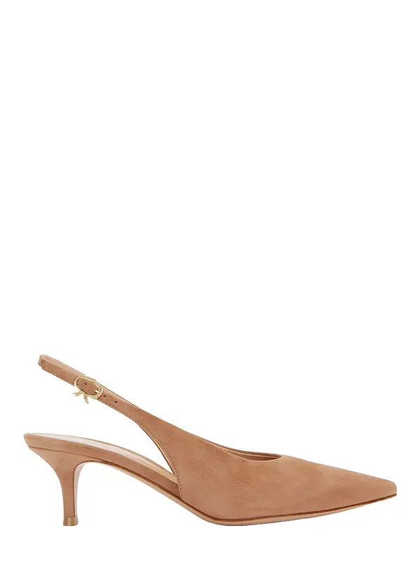 GIANVITO ROSSI Camoscio Slingback Kitten Heels - Praline