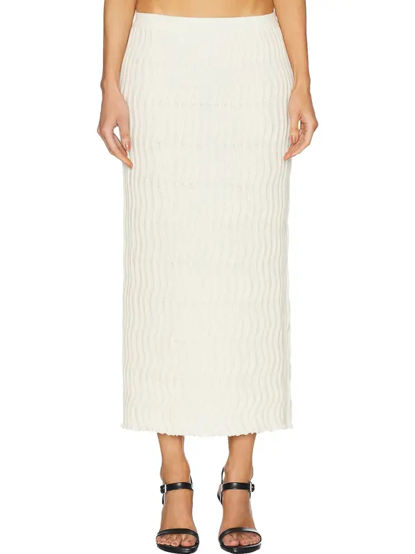 Bottega Veneta Rib Knit Midi Skirt - String