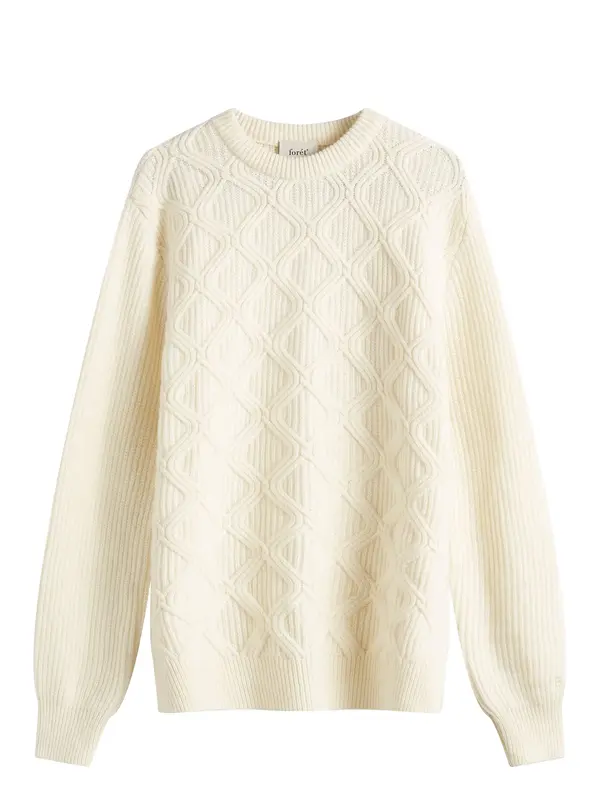 FORET Bow Cable Knit Jumper - Cloud
