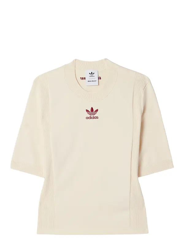 Adidas Originals By Alexander Wang Wales Bonner Embroidered Knitted Sweater - Cream