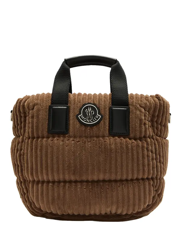 Moncler Caradoc Mini Quilted Corduroy Top Handle Bag - Brown