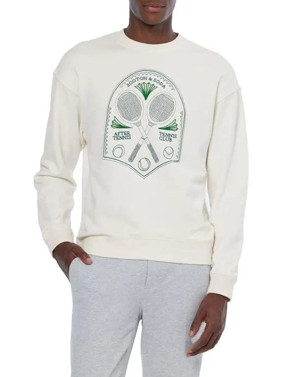 Scotch & Soda Tennis Embroidered Cotton Graphic Sweatshirt - Swan