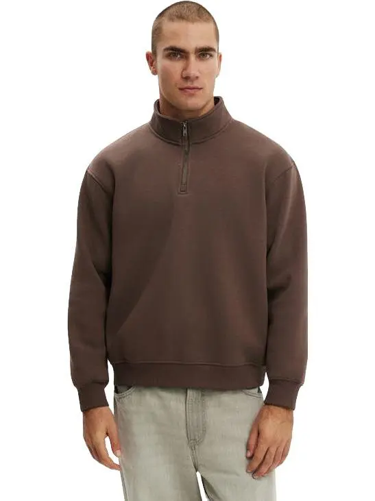 COTTON ON 1/4 Zip Fleece - Espresso