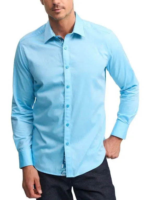 Robert Graham Wayfarer Classic Fit Stretch Cotton Button-up Shirt - Turquoise