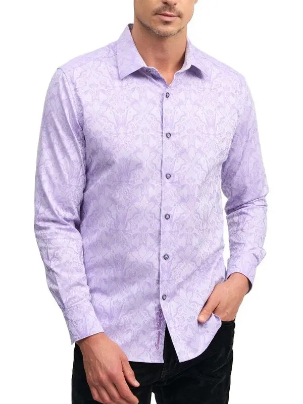 Robert Graham Highland Classic Fit Stretch Cotton Button-up Shirt - Lilac